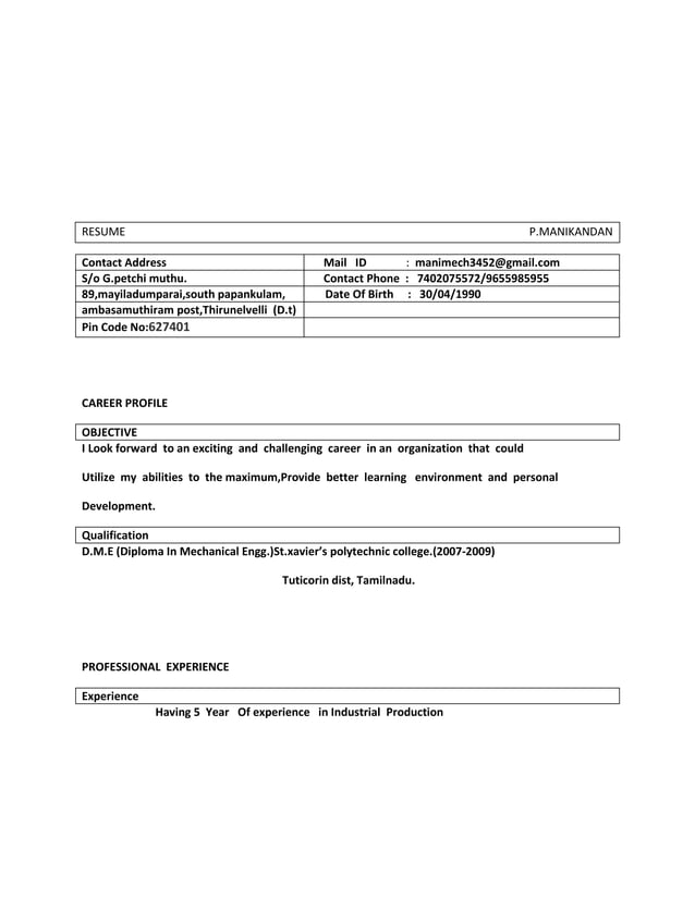 New resume mani | PDF | Free Download