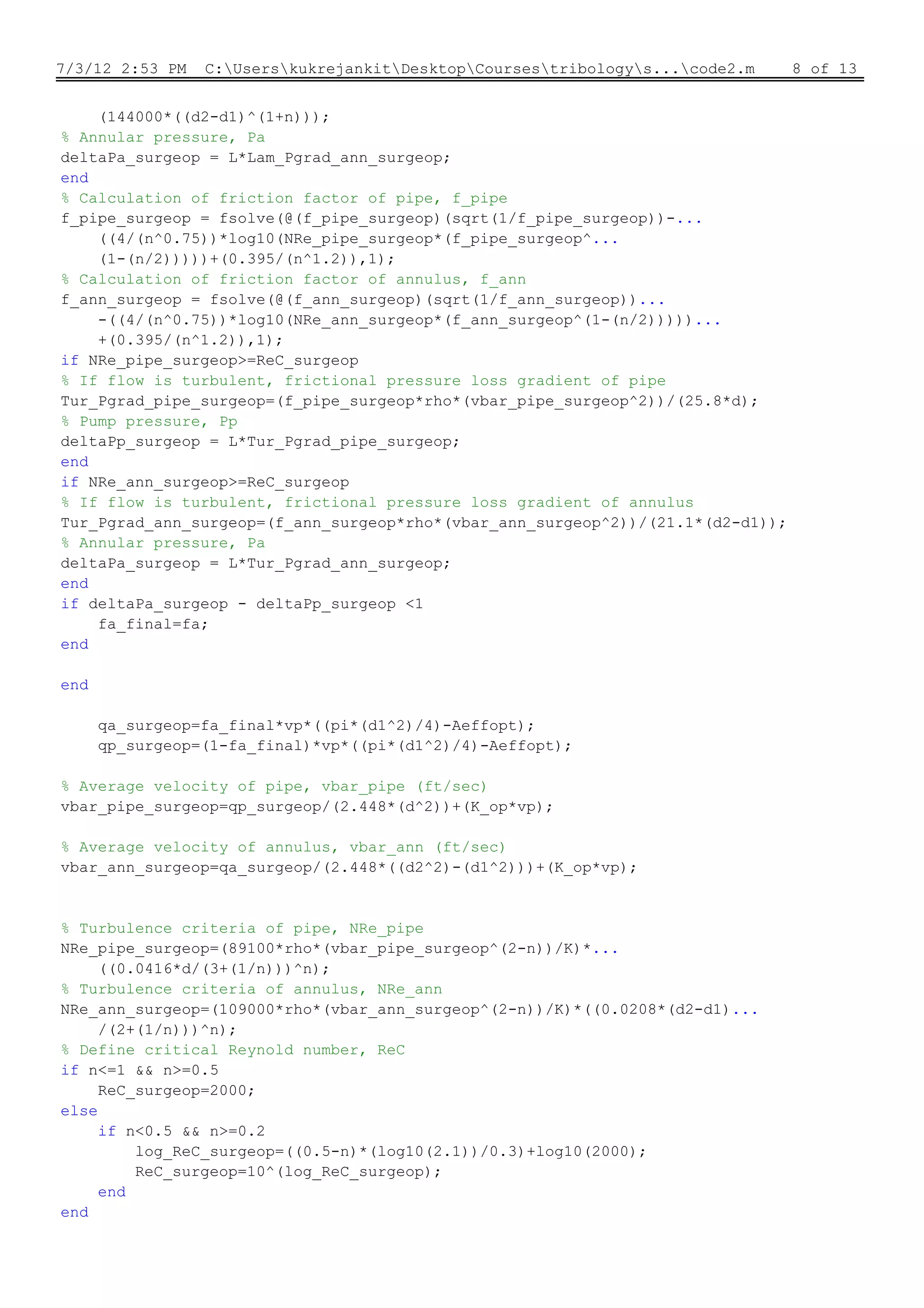 Surge Swab pressure code | PDF
