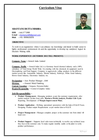 SHANTANU Resume | DOCX | Business | Business and Finance