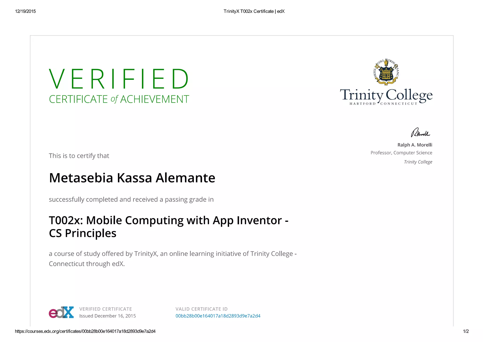 Trinity college certification | PDF