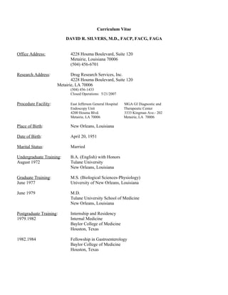 Silvers, David CV | PDF