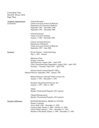 Silvers, David CV | PDF