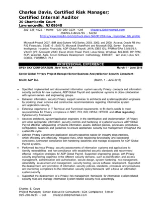 CHARLES E DAVIS SailPoint PROFESSIONAL SUMMARY | PDF