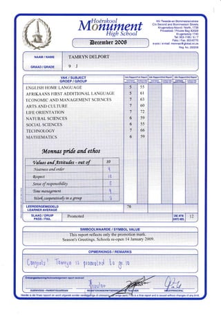 Tamryn Delport - Education and qualifications - Monument High School ...