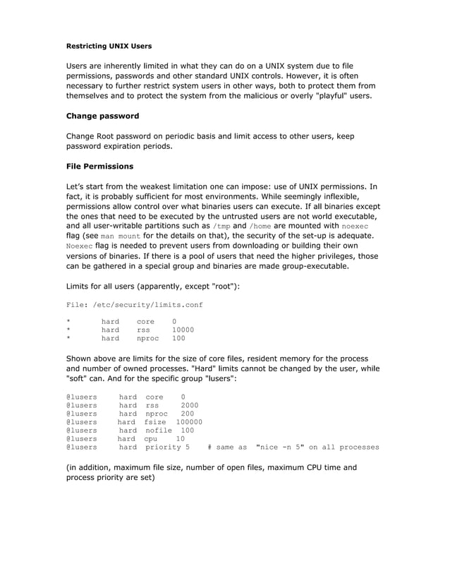 Restricting unix users | PDF Restricting unix users | PDF
