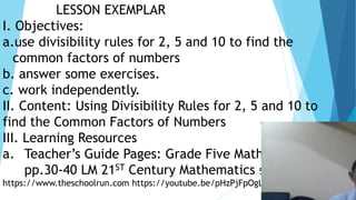 Presentation1.pptx Divisibility Rules Grade 5 | PPTX