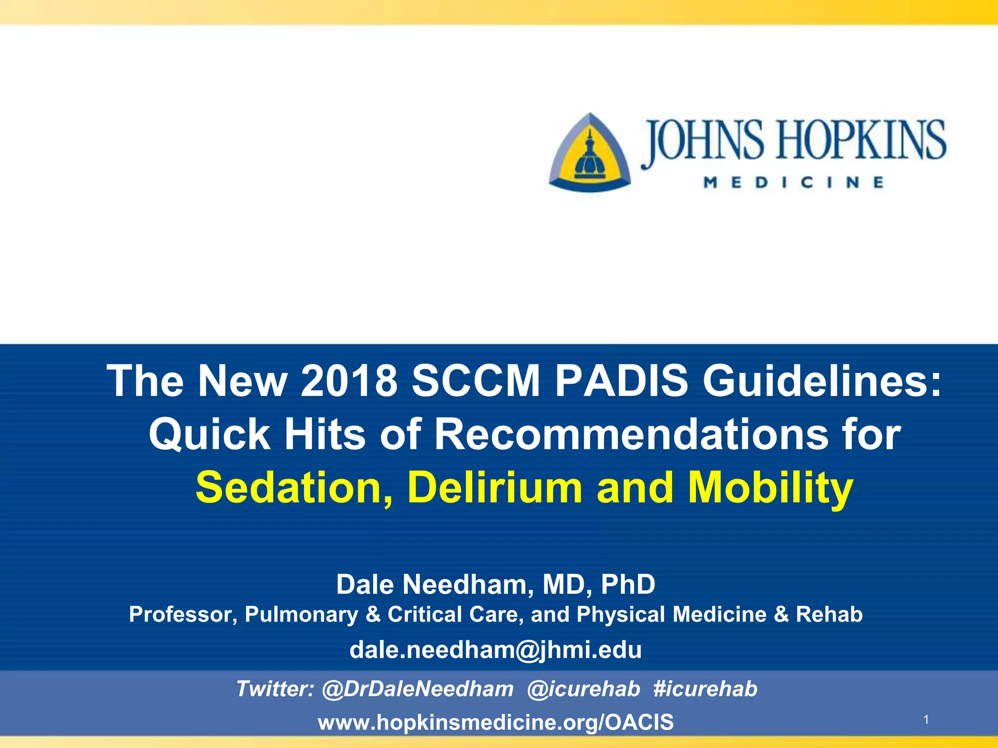 The New 2018 SCCM PADIS Guidelines: Quick Hits of Recommendations for ...