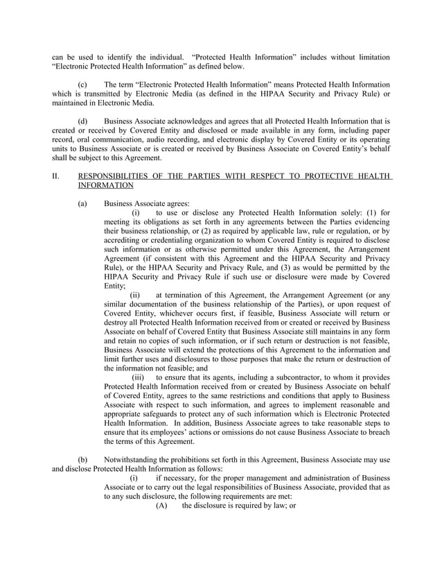 Sample Business Associate Agreement | PDF