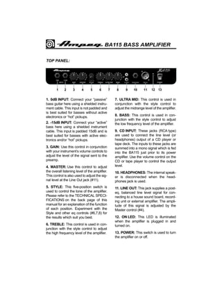 Ampeg BA115U 100W Bas Gitar Amfisi manual kullanim klavuzu | PDF | Digital Audio | Computer ...