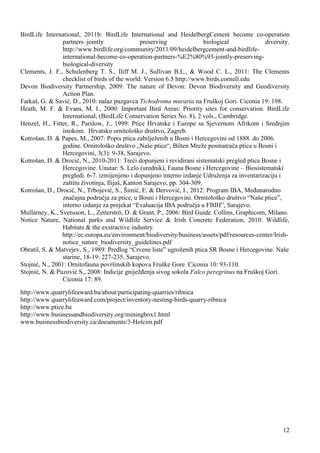 Inventory of nesting birds of Quarry Ribnica, Bosnia and Hercegovina | PDF