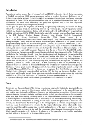 Inventory of nesting birds of Quarry Ribnica, Bosnia and Hercegovina | PDF