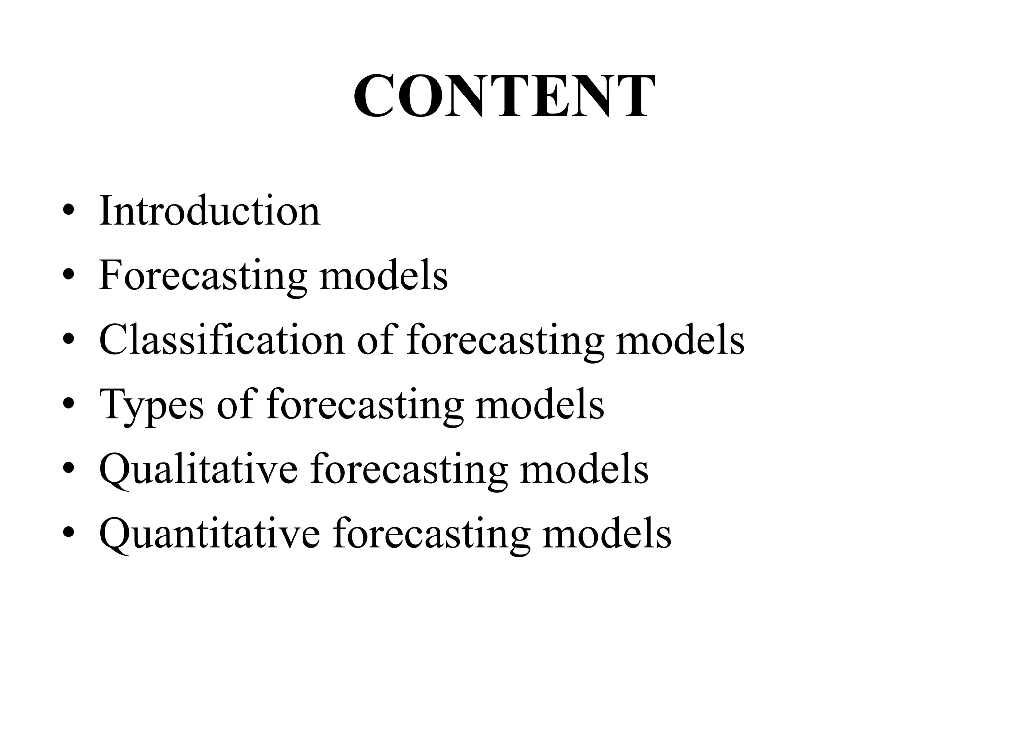 FORECASTING TECHNIQUES OR MODELS : BUSINESS ANALYTICS | PPTX