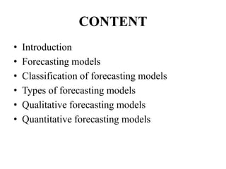 FORECASTING TECHNIQUES OR MODELS : BUSINESS ANALYTICS | PPTX