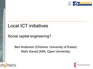 Local ICT initiatives: Social capital engineering? | PPT | Non-Profit ...
