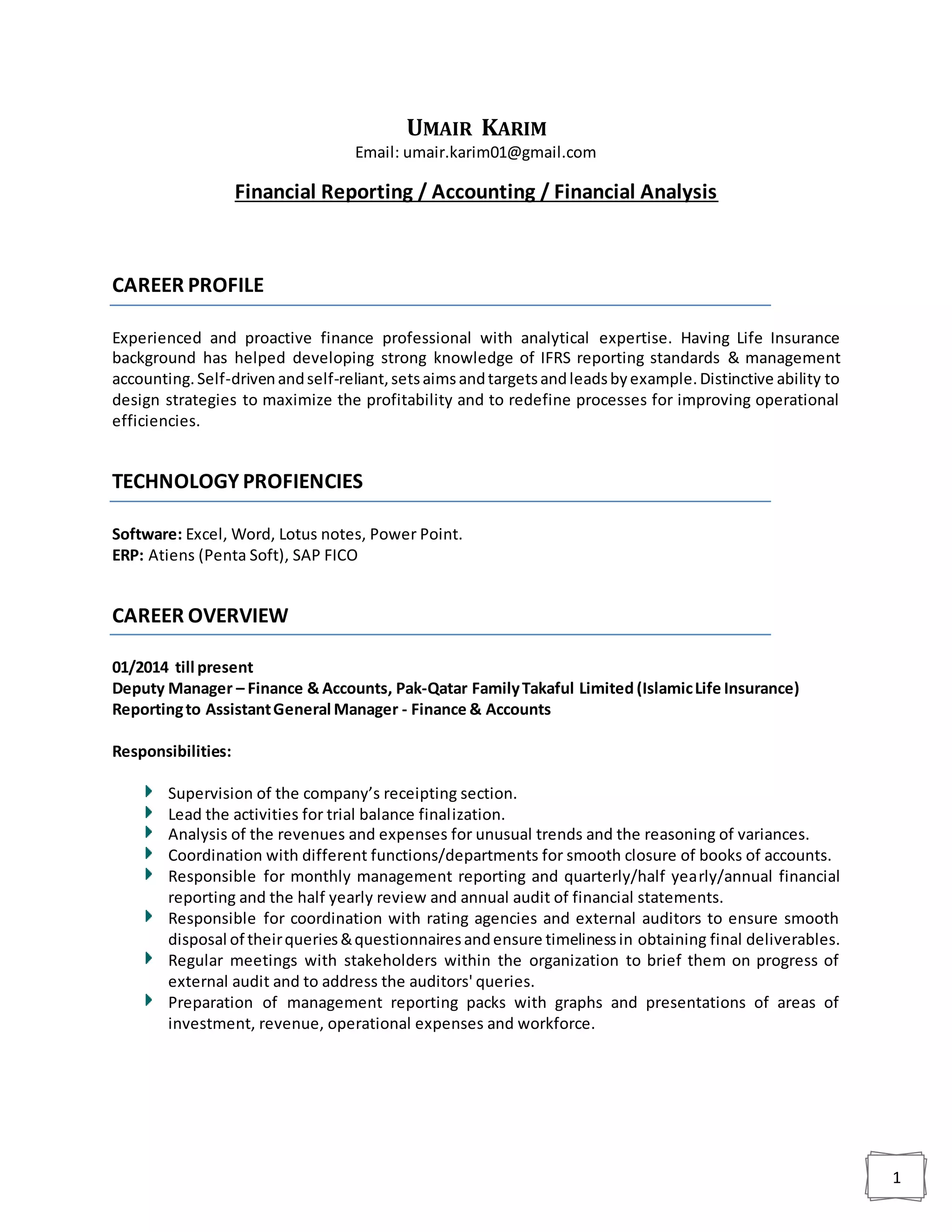 Curriculum Vitae | DOCX | Business Accounting & Finance | Business