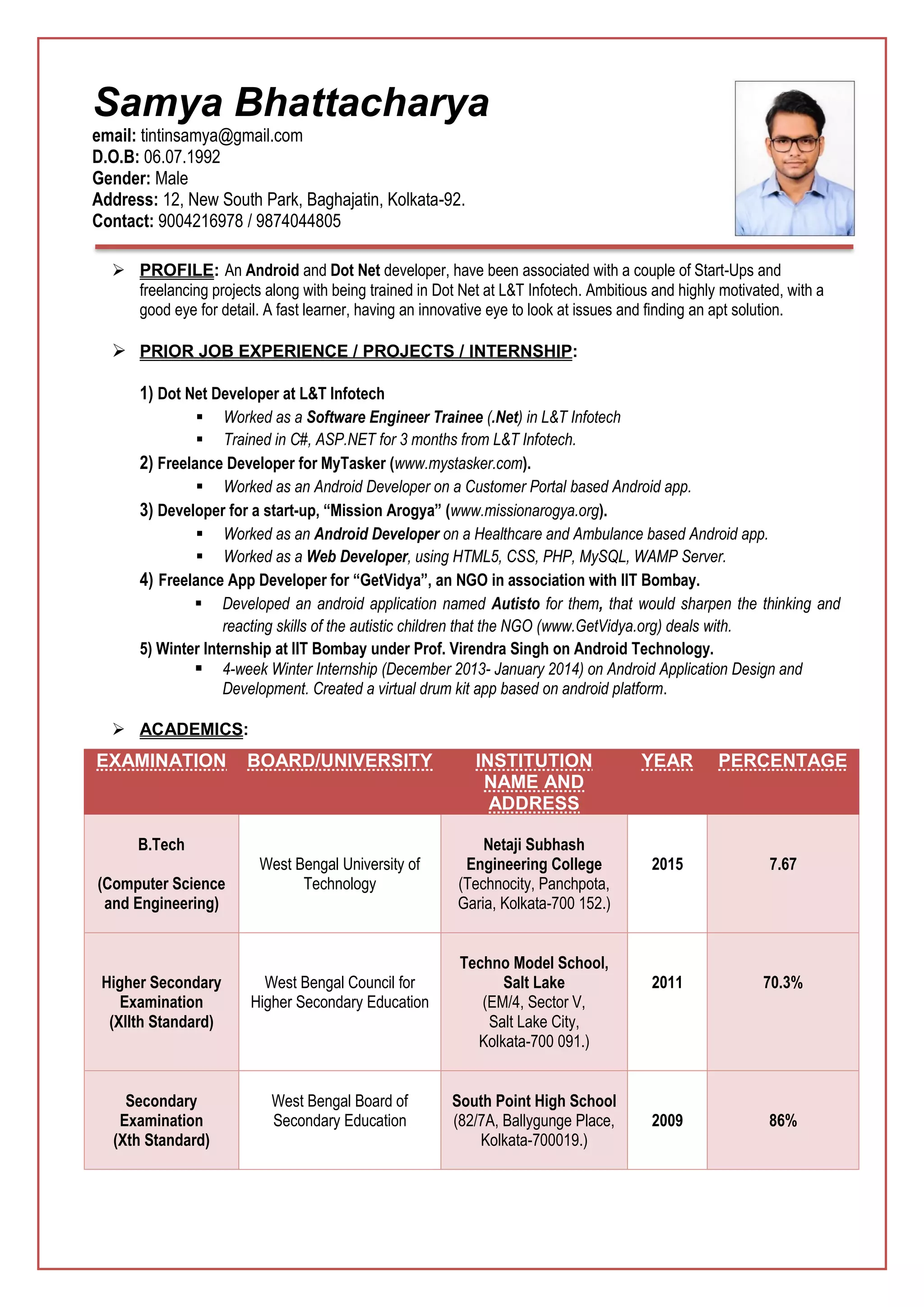 Samya_Bhattacharya_JOBCV | PDF