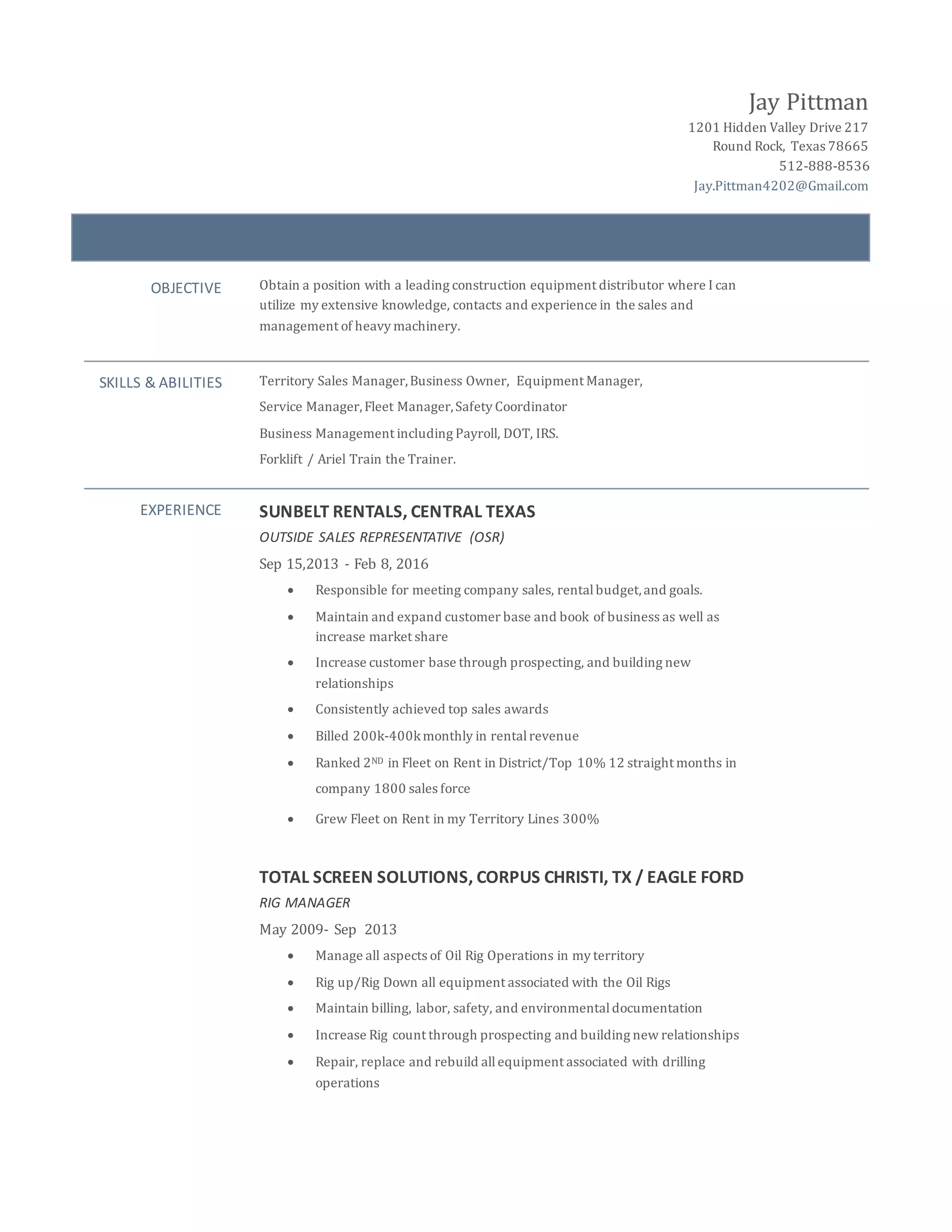 Jay Pittman Resume | PDF