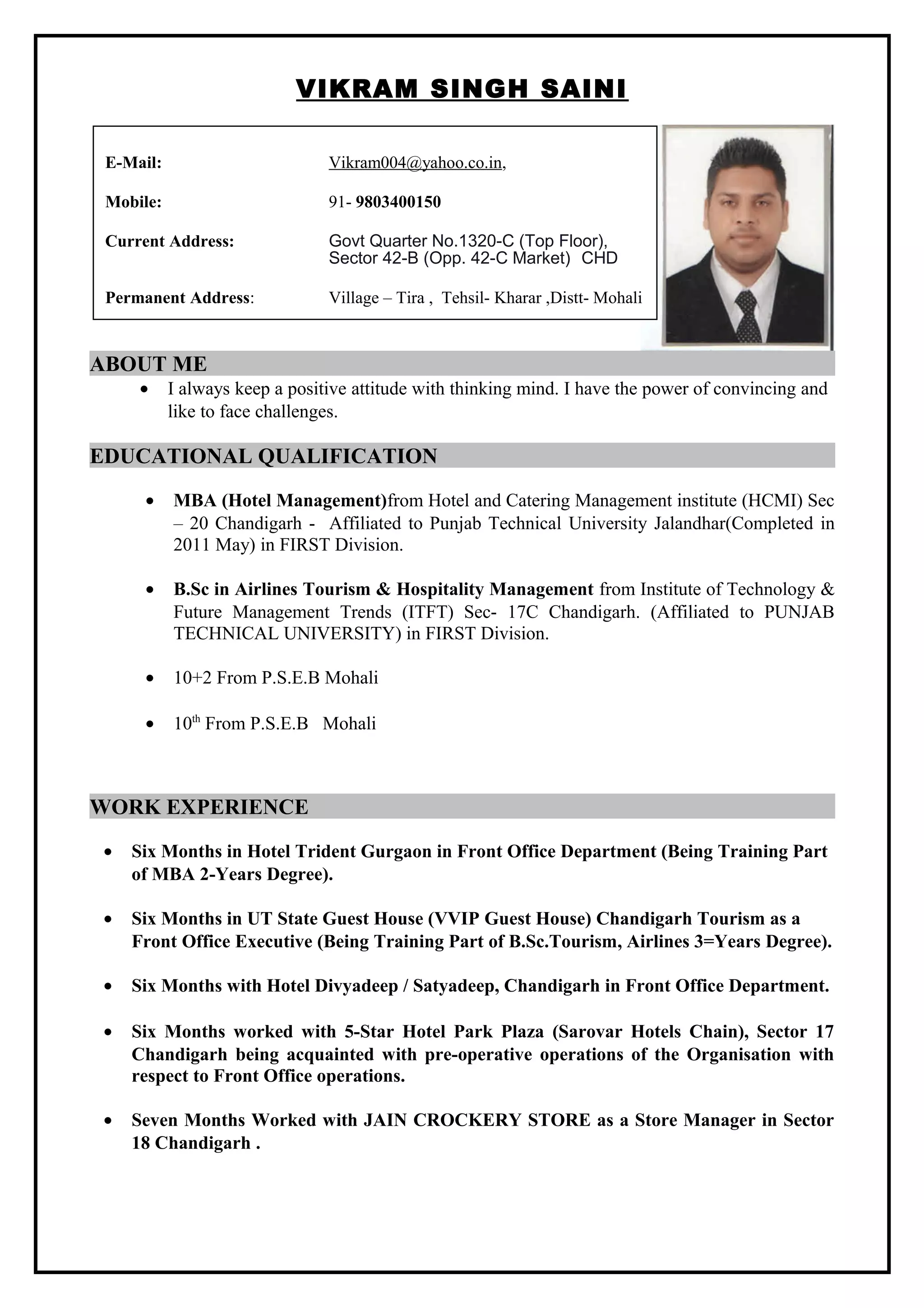 Resume VIKRAM SINGH SAINI | PDF