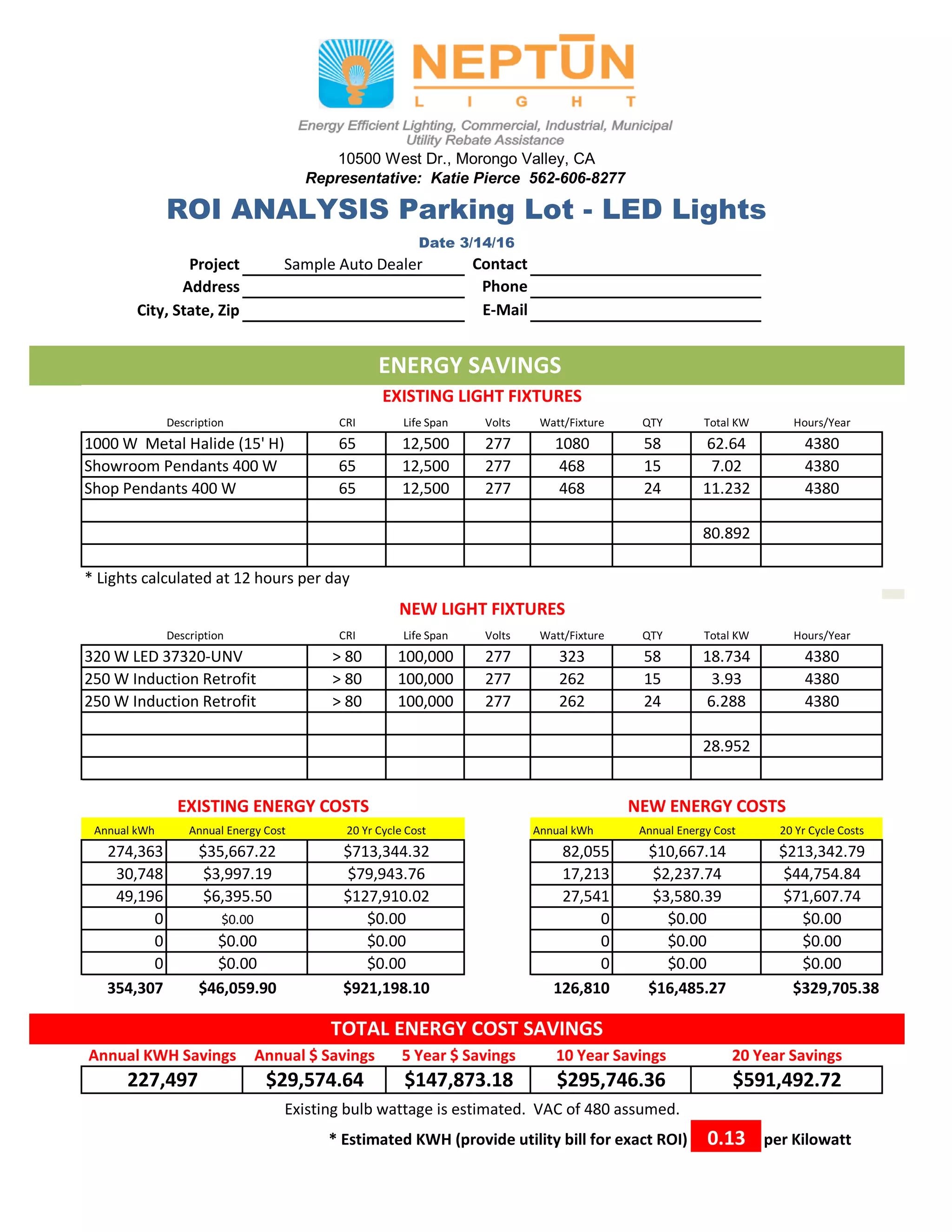 Sample ROI | PDF | Gas and Electric | Home Utilities