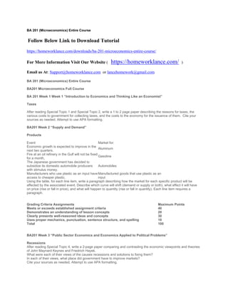 Ba 201 (microeconomics) entire course | PDF | Economy | Business and ...