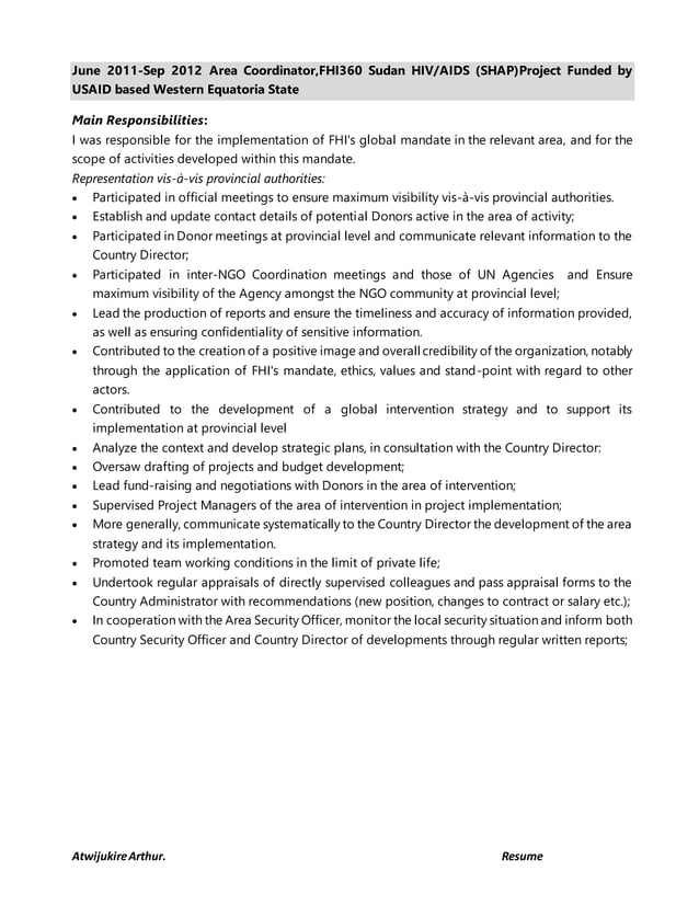 Atwijukire .Arthur CV | PDF