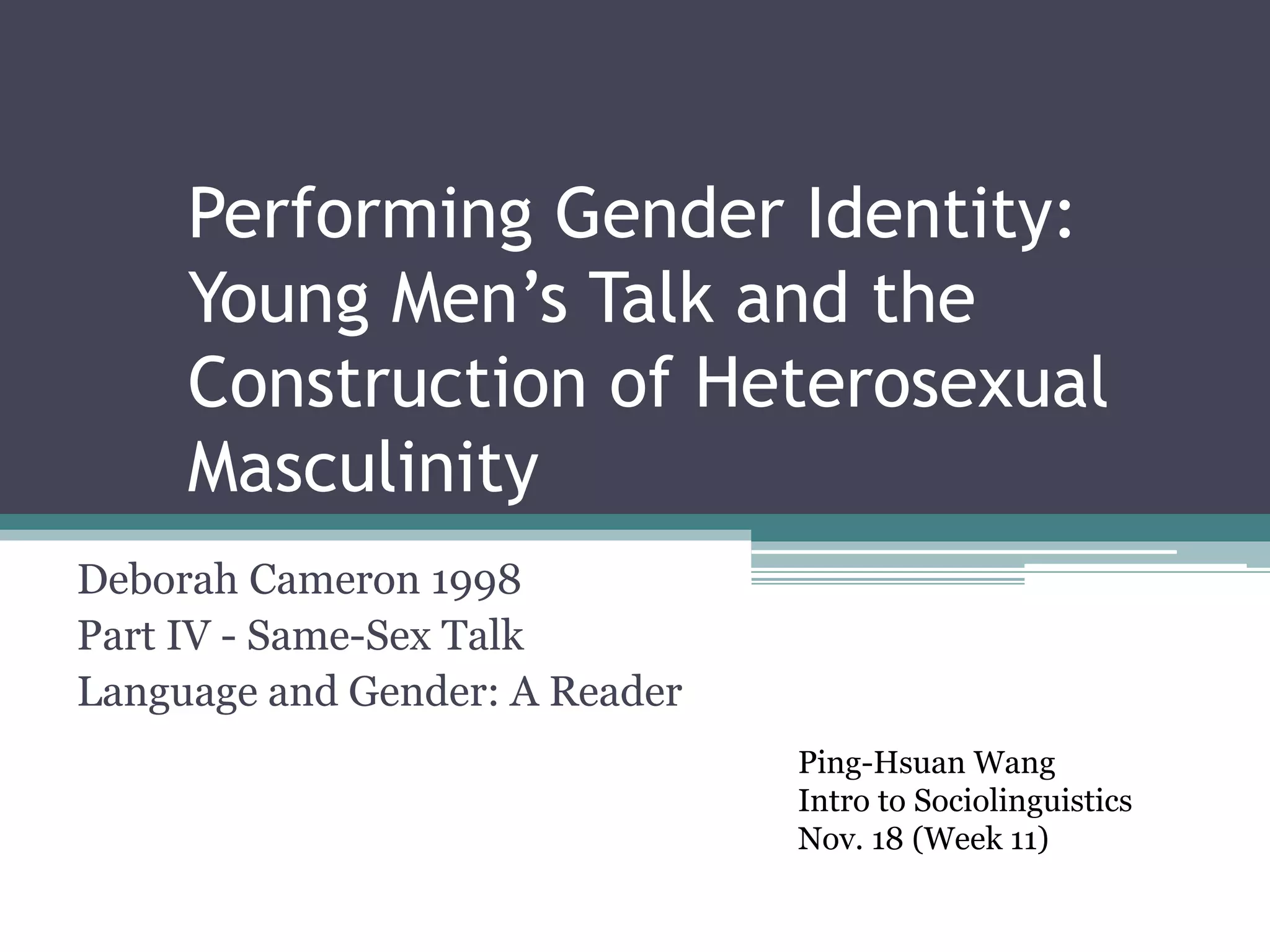Performing Gender Identity | PPTX