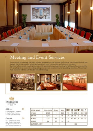 Excelsior Hotel & Spa Baku Factsheet | PDF