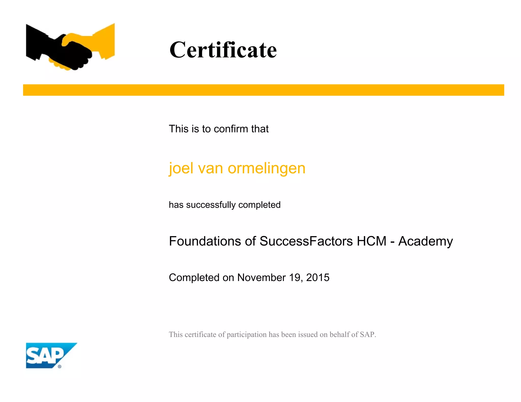 Foundations of SuccessFactors HCM certificate | PDF