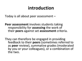 Ba2 peer assessment learning | PPT | Resume Writing and Advice | Job Search