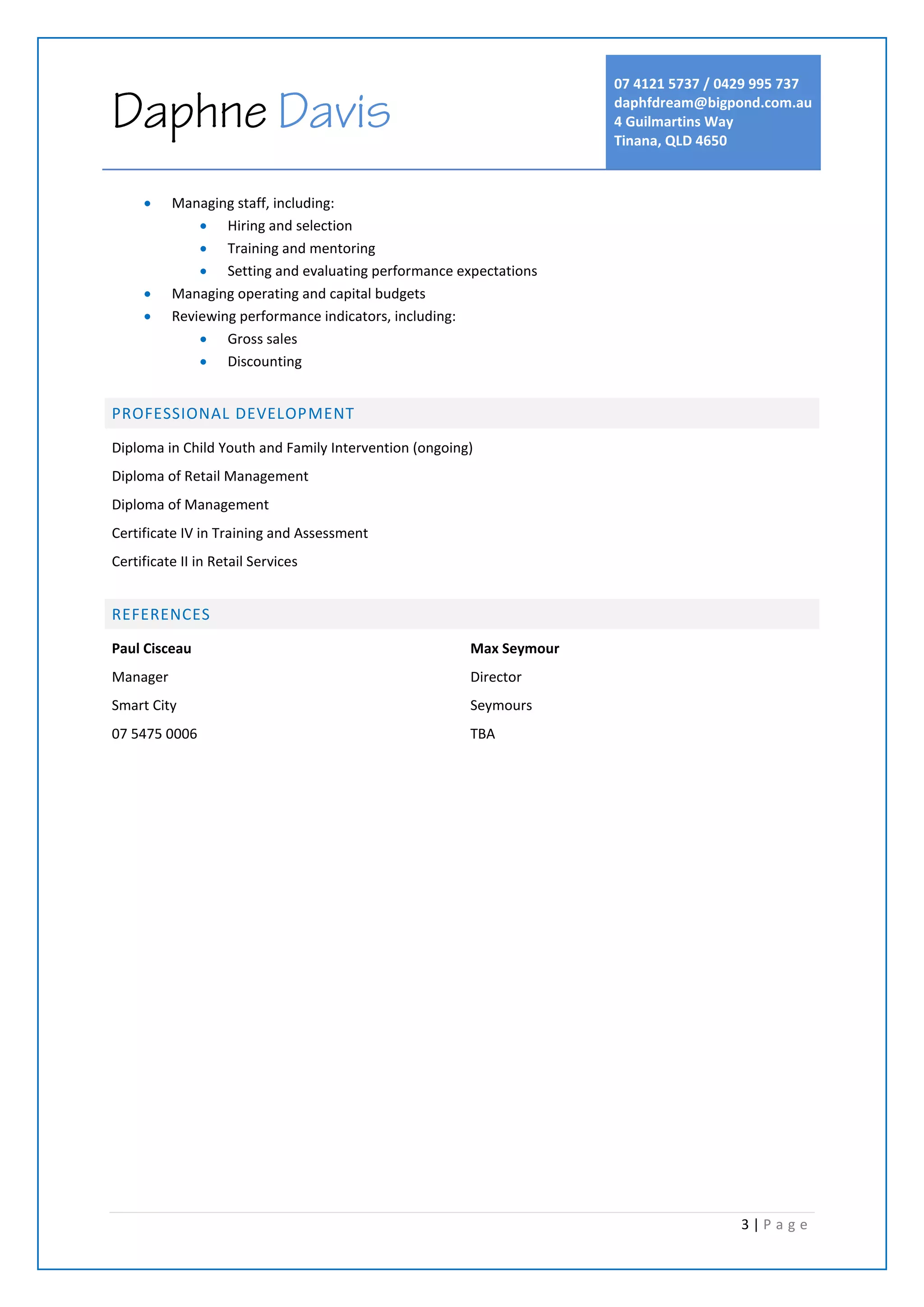 Daphne Davis Resume 2015 (1) New | PDF | Resume Writing and Advice | Job Search