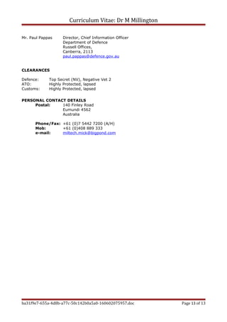 Brief CV - M Millington May 2016 | DOC