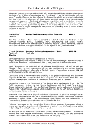 Brief CV - M Millington May 2016 | DOC