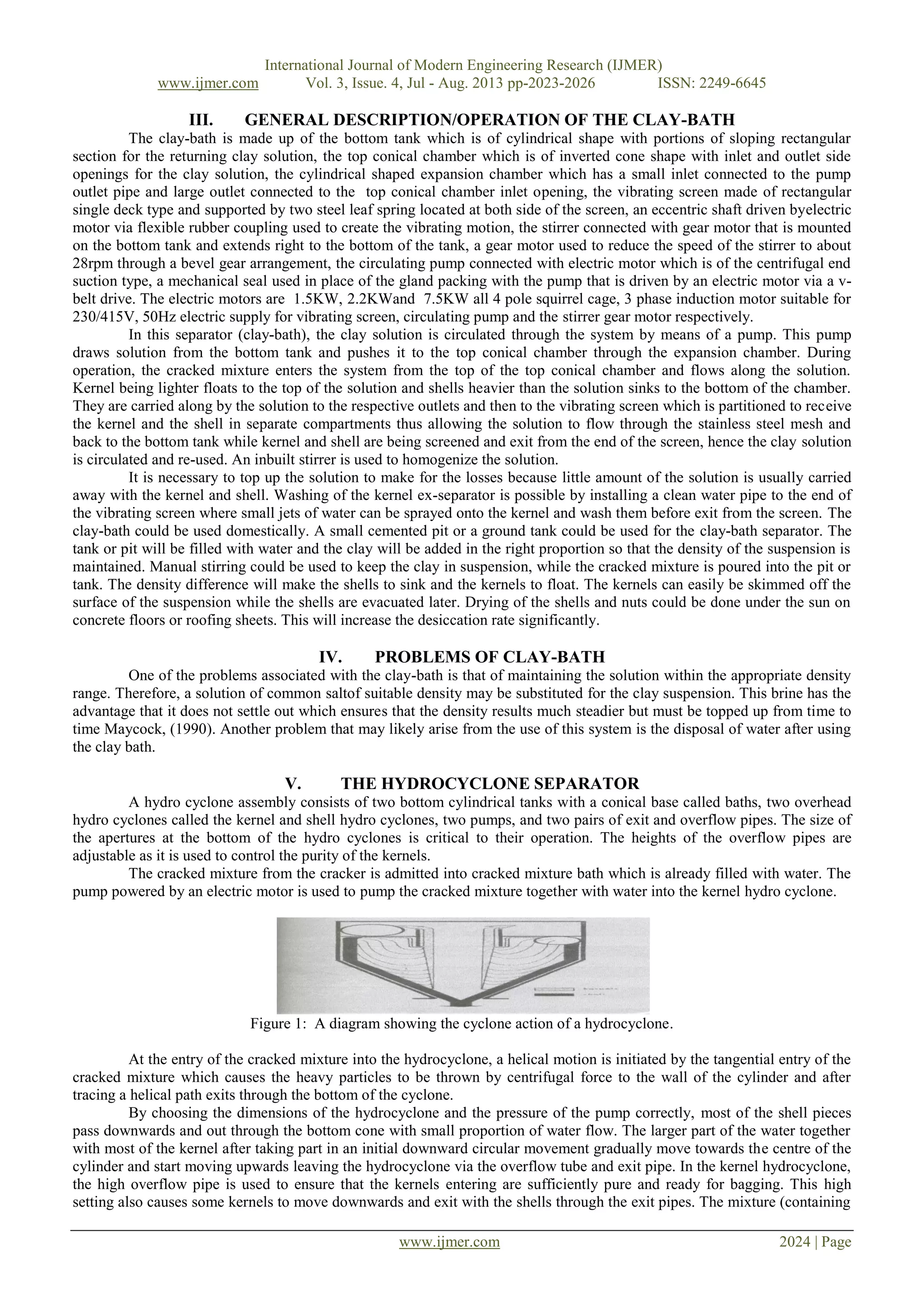 The Adaptation of Clay-Bath and hydro-cyclones in Palm Nut Cracked ...