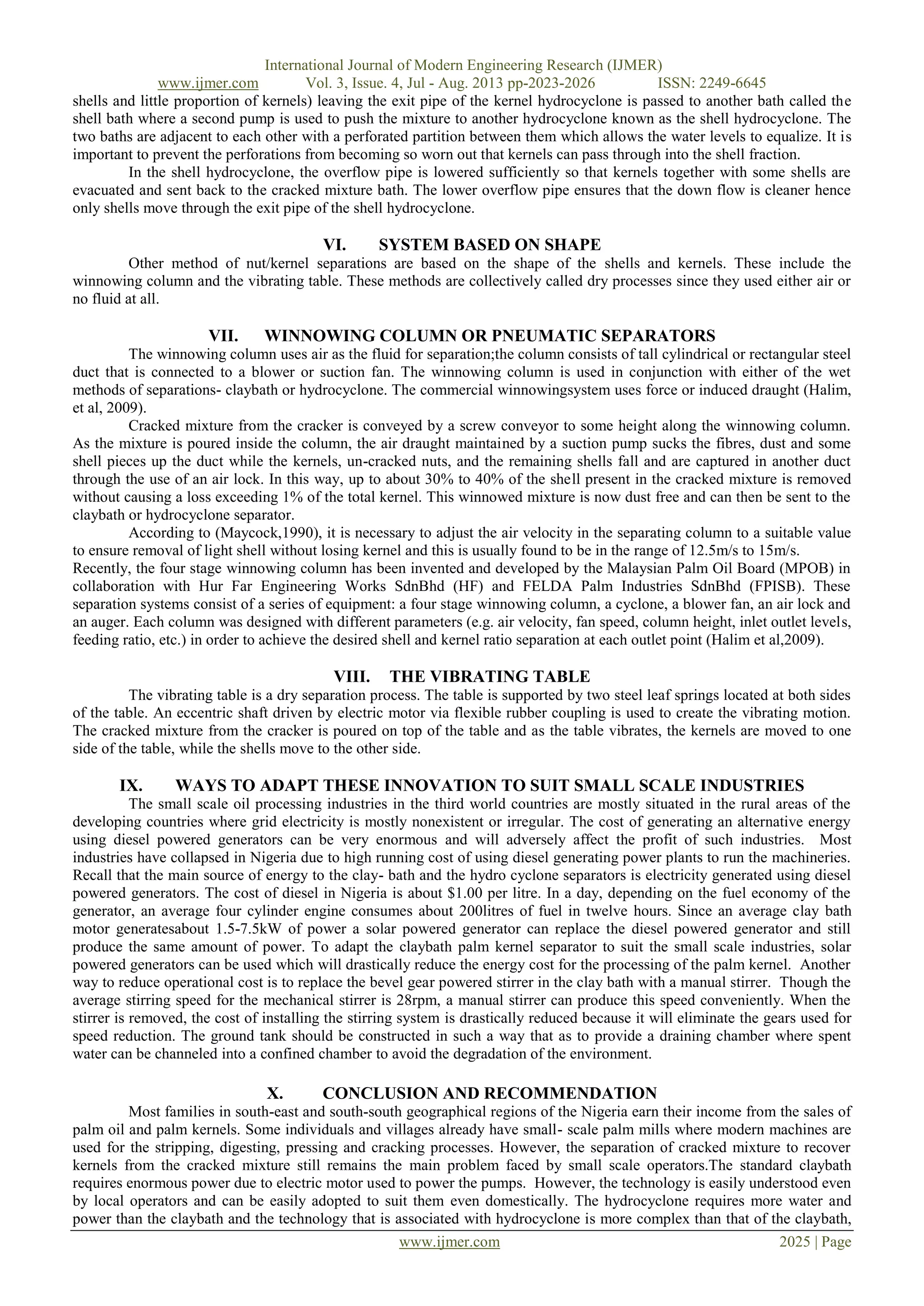 The Adaptation of Clay-Bath and hydro-cyclones in Palm Nut Cracked ...