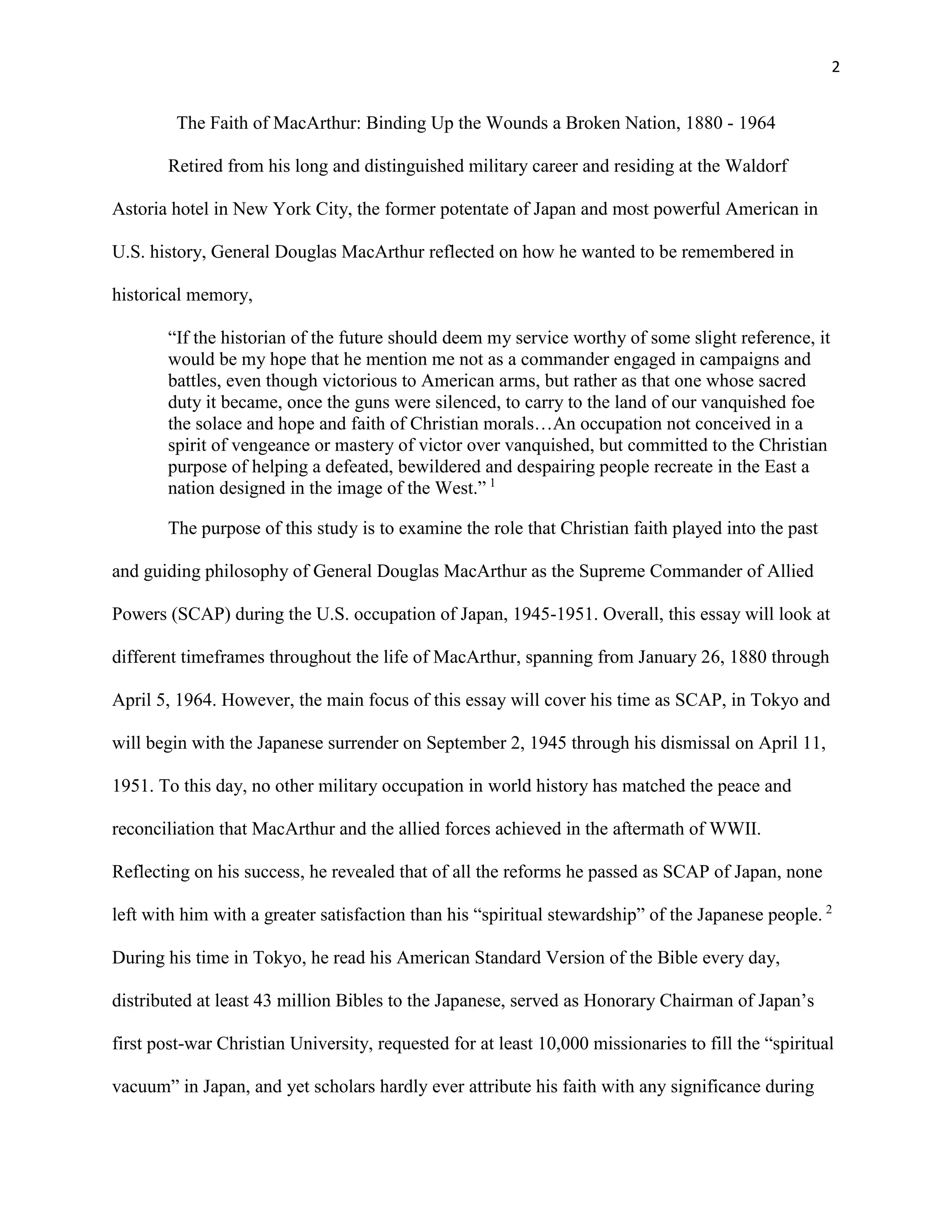 General Douglas MacArthurs' Faith in Practice as SCAP of Japan, 1945 ...