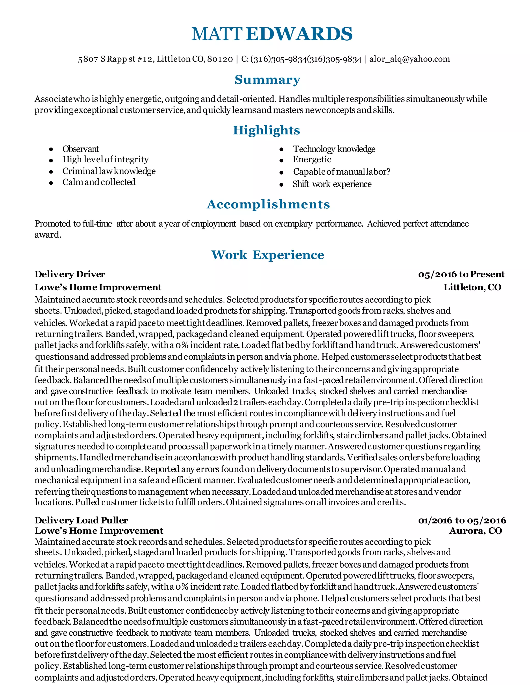 Matt Edwards Resume 1 | PDF