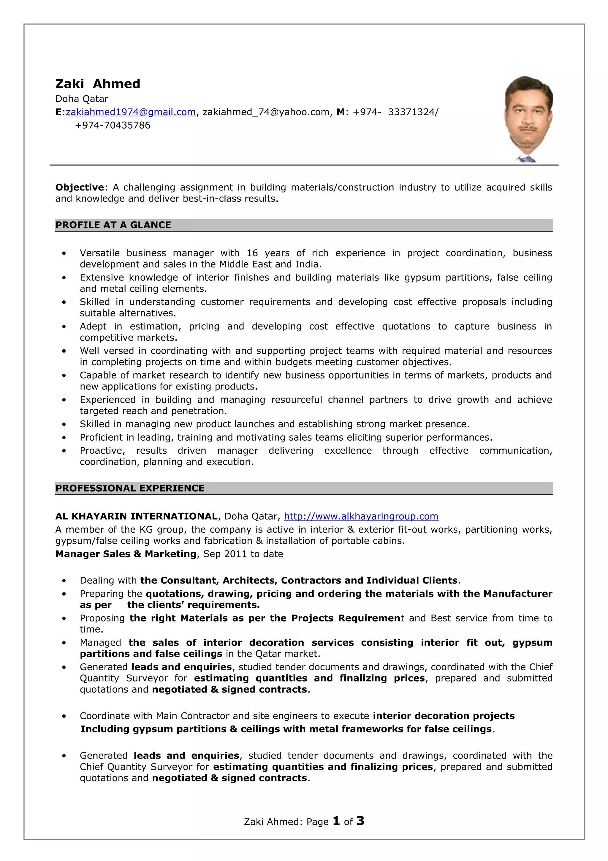 Zaki Ahmed - Resume - | PDF