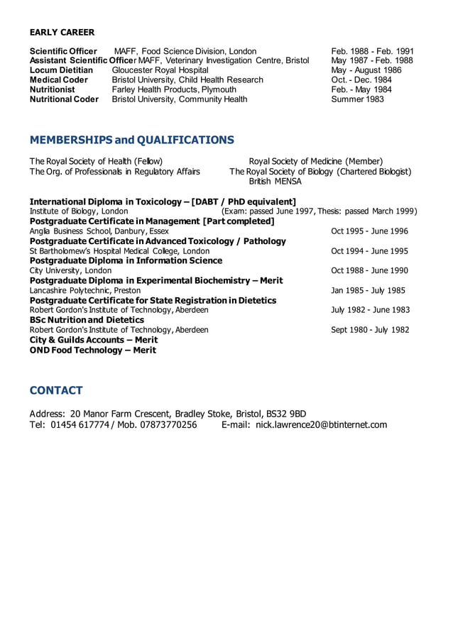 Nick Lawrence CV 2016 v2 | PDF