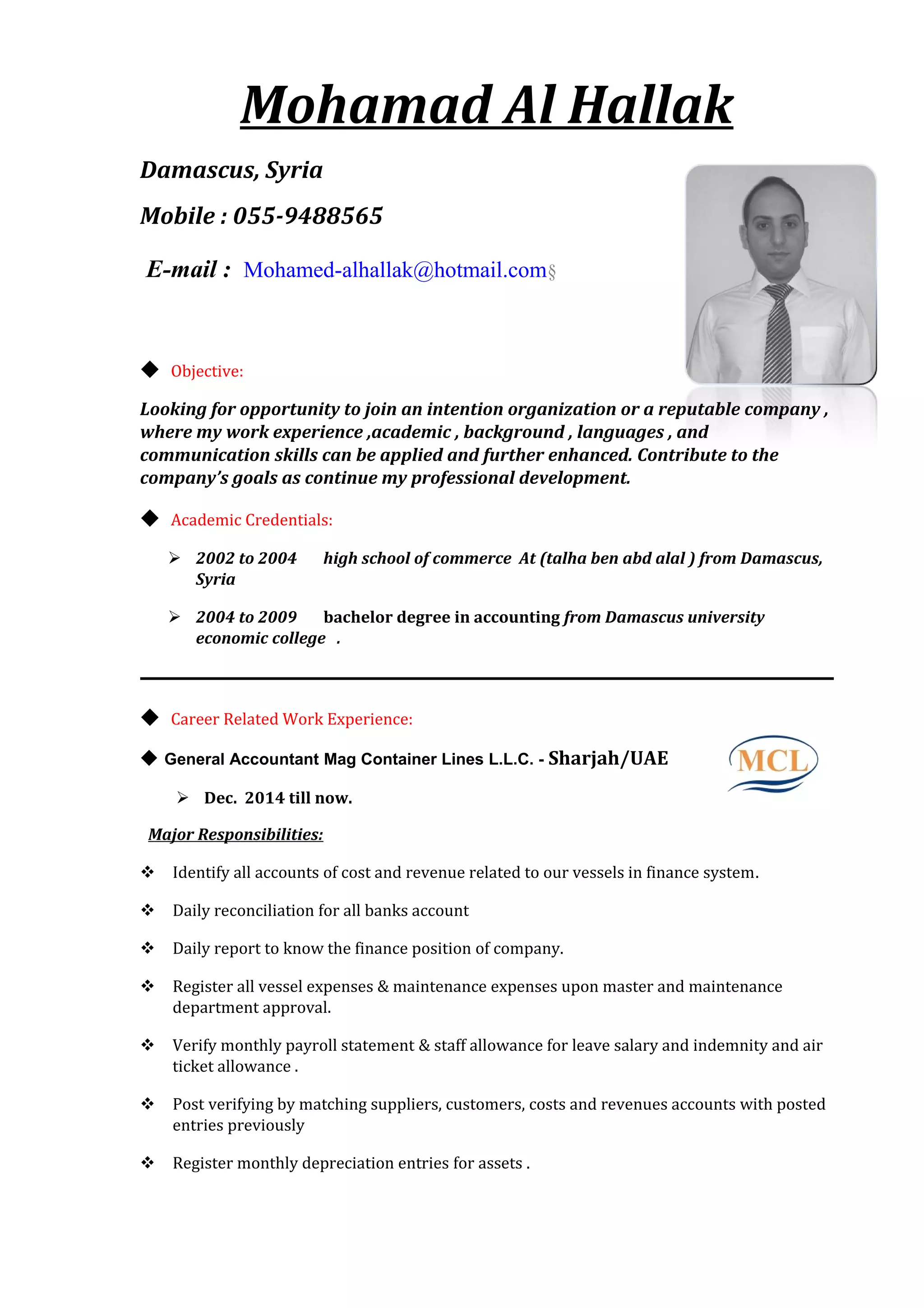 Mohammad Alhalak cv | DOC