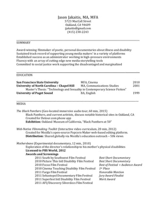 Jakaitis_CV | DOCX | Video Production | Content Production