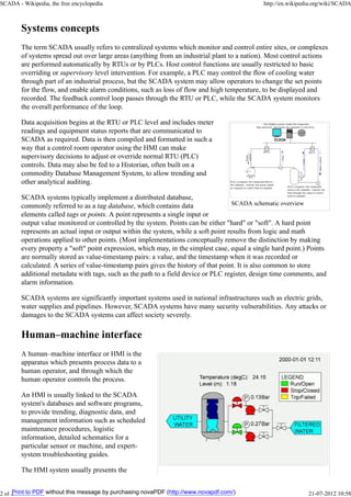 SCADA - Wikipedia, the free encyclopedia | PDF