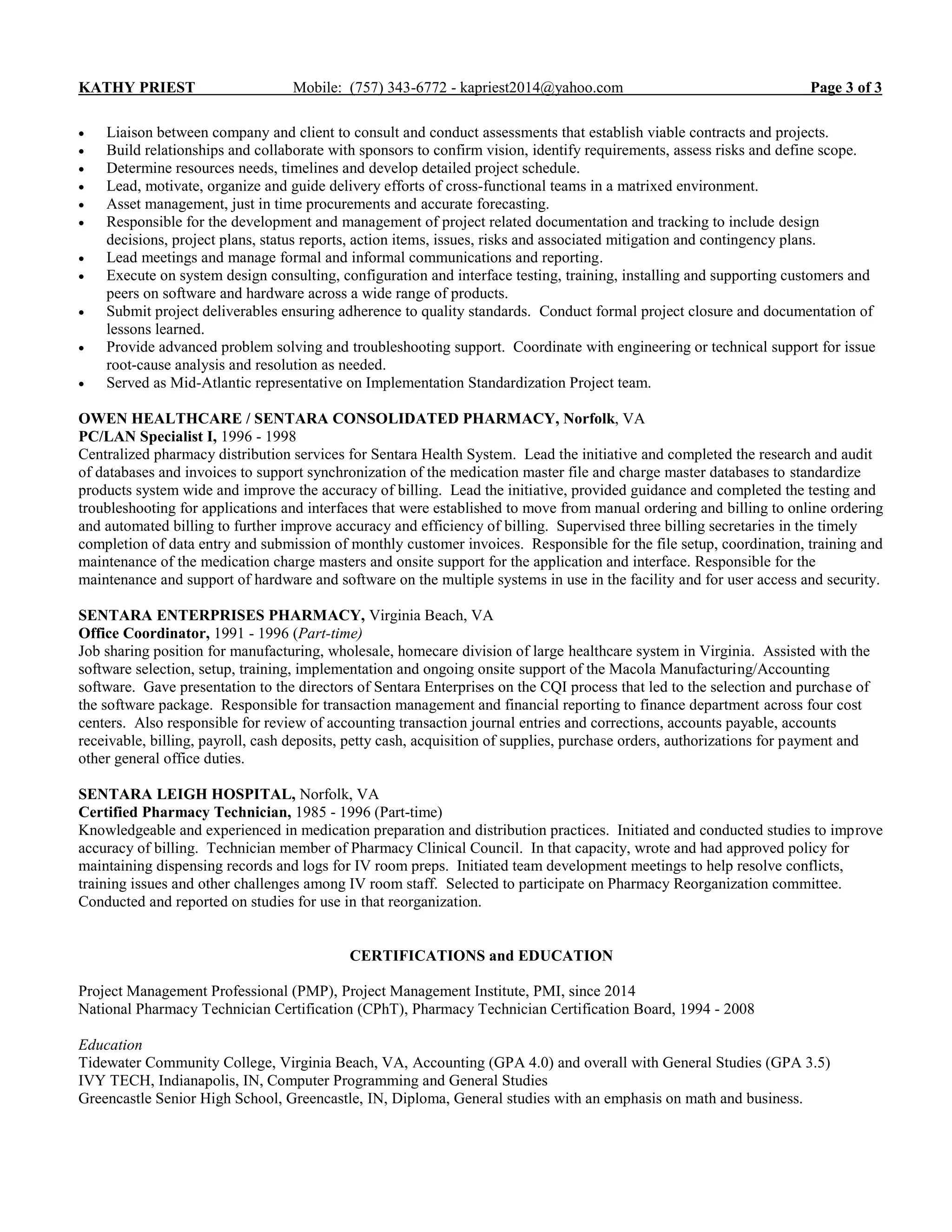 Kathy Priest, PMP_Resume | PDF