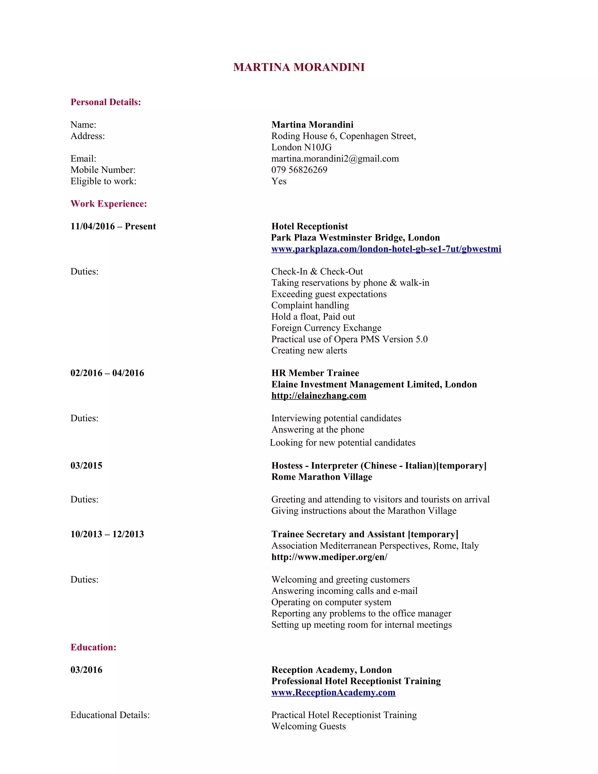 MartinaMorandiniCV | PDF