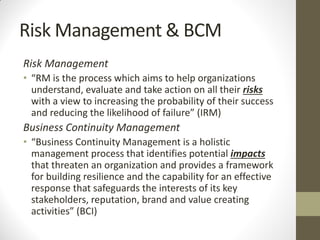 Incorporating Risk Management into BCP | PDF