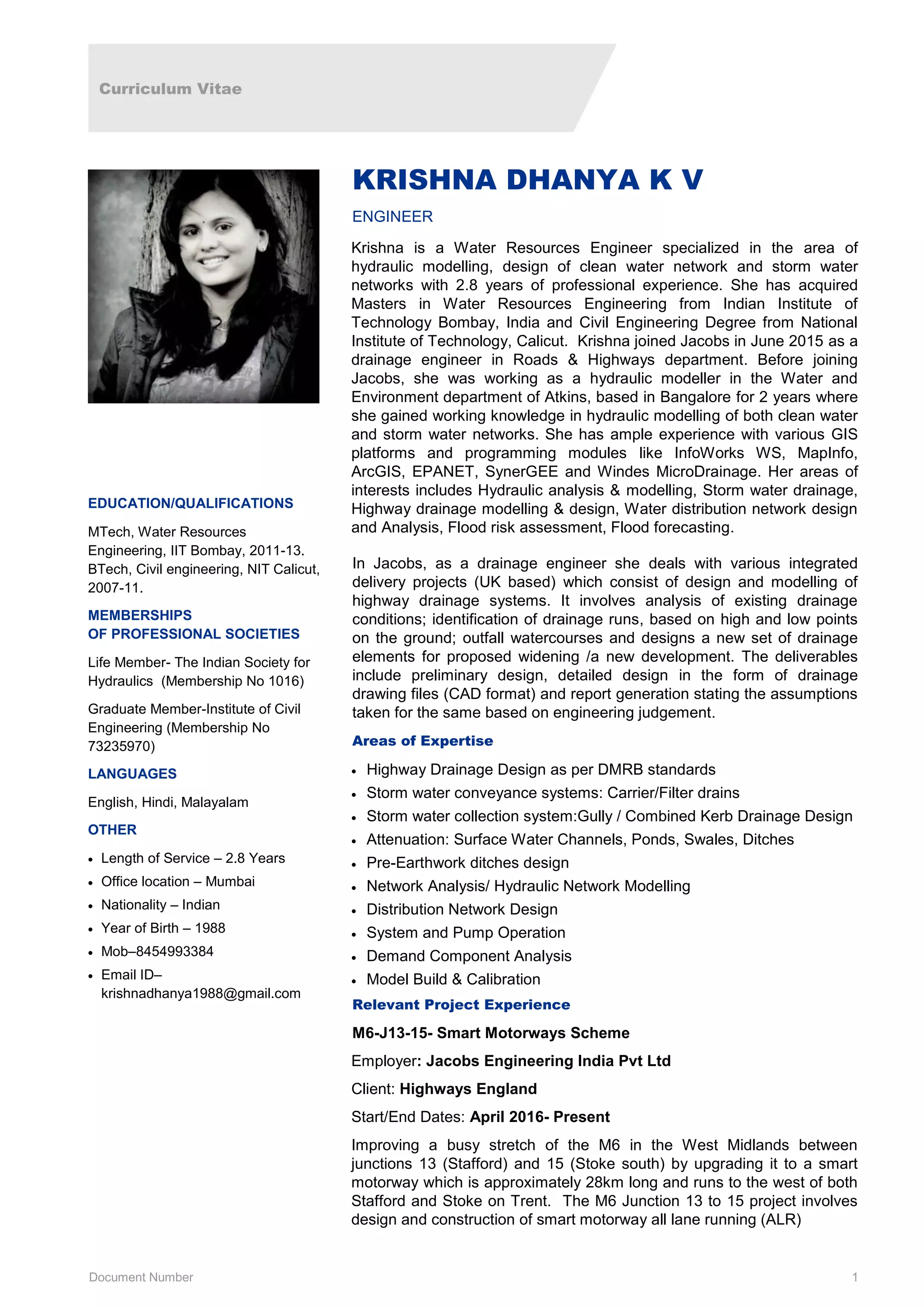 CV Krishna Dhanya | PDF