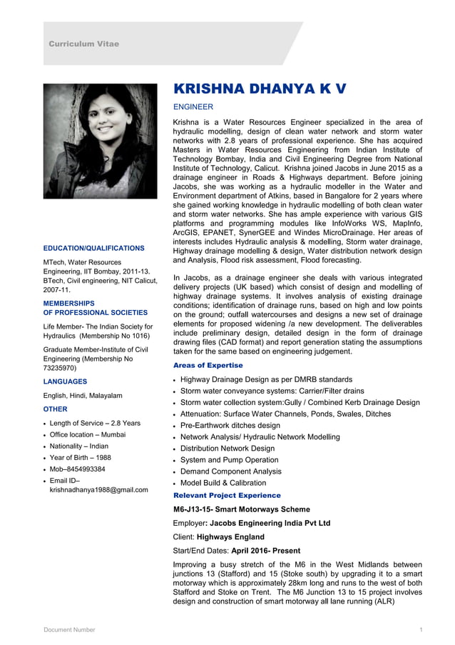 CV Krishna Dhanya | PDF