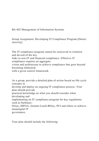 BA 602 Management of Information Systems Group Assign.docx