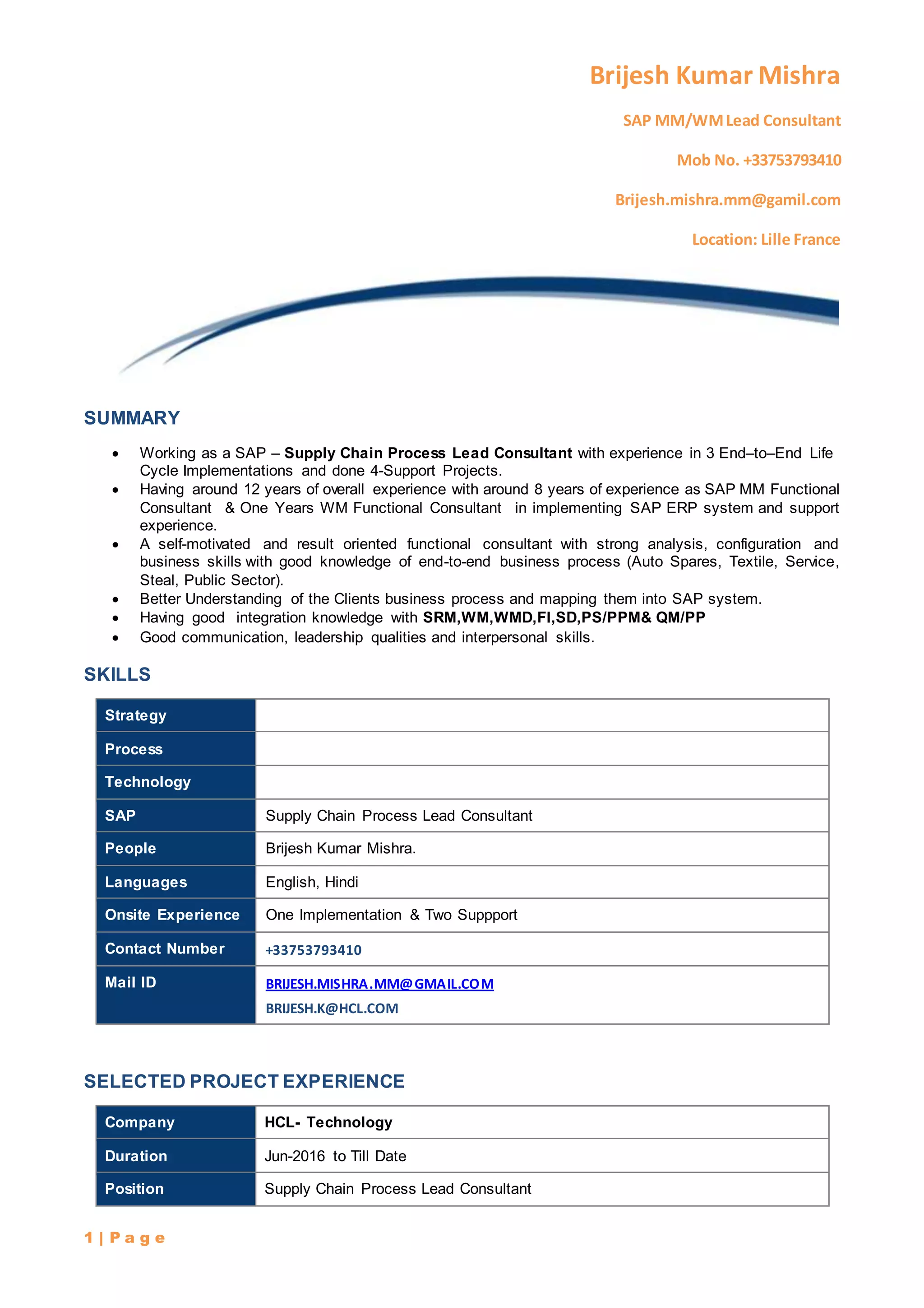 CV_Brijesh Kumar Mishra | DOCX