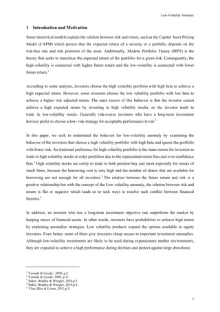 Low Volatility Anomaly Osama Abdetawab | PDF