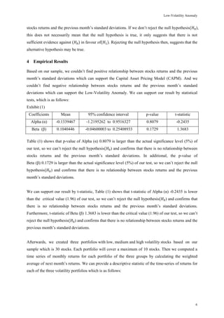 Low Volatility Anomaly Osama Abdetawab | PDF